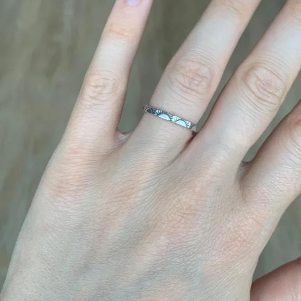The Sol Sterling silver ring with sun ring etched... - Depop