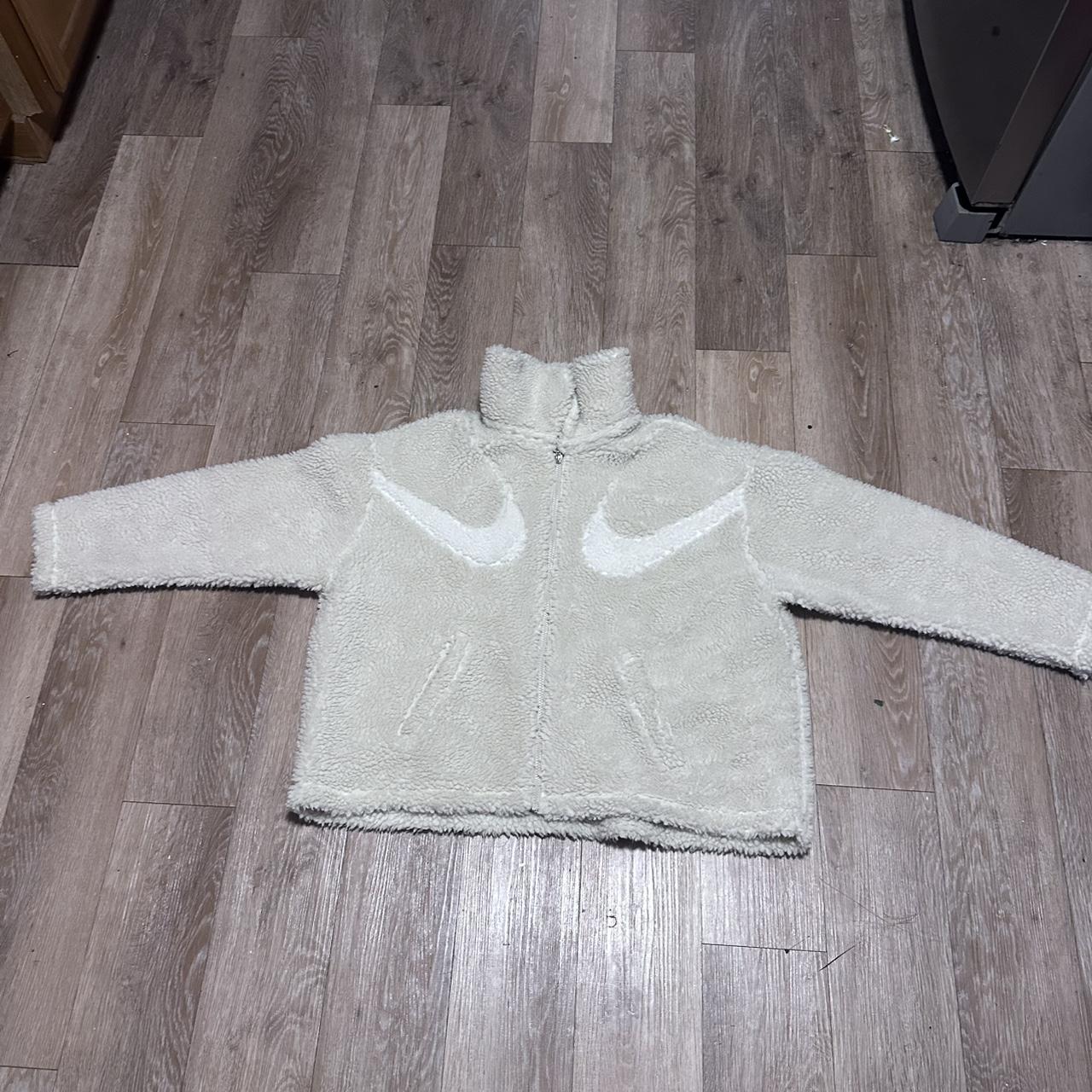 Cream Nike Sherpa Zip-Up Size Medium I do not see... - Depop