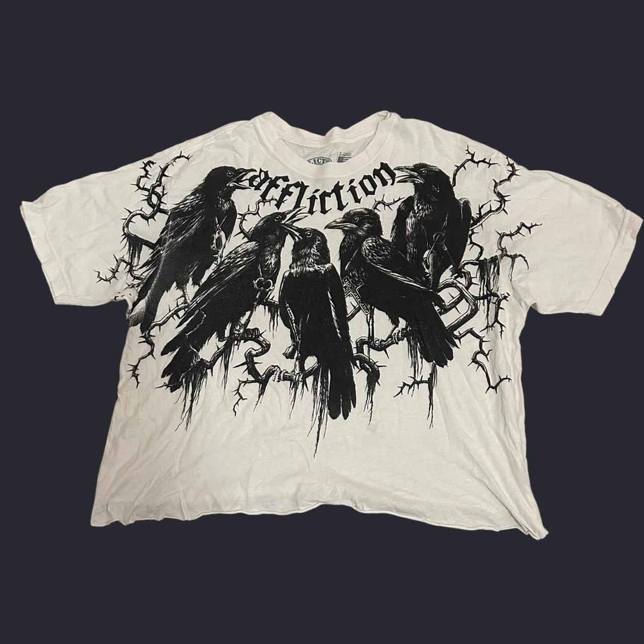 White Affliction shirt with black birds #goth #grunge - Depop