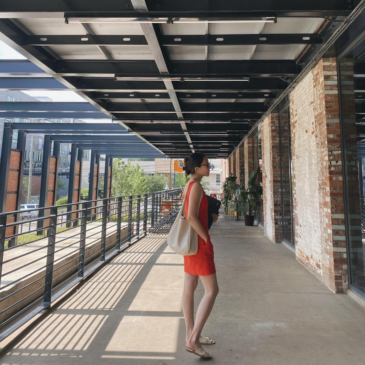 Cos red-orange-ish cotton linen dress - Depop