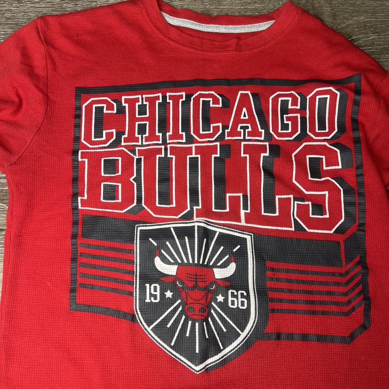 Vintage Chicago Bulls 1966 red and black waffle knit... | Depop