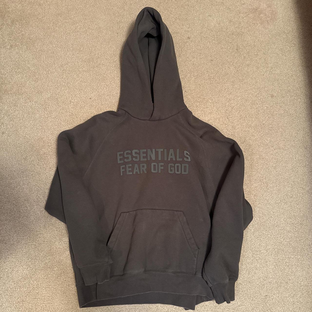 Essentials Off Black Hoodie used good... | Depop