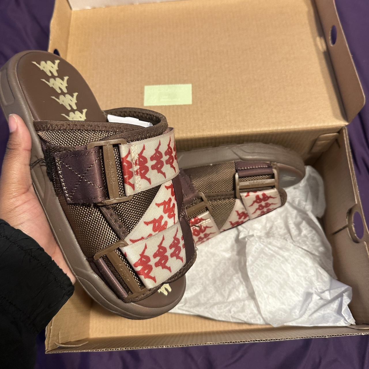 Kappa slides brown with box size 6 men worn once - Depop
