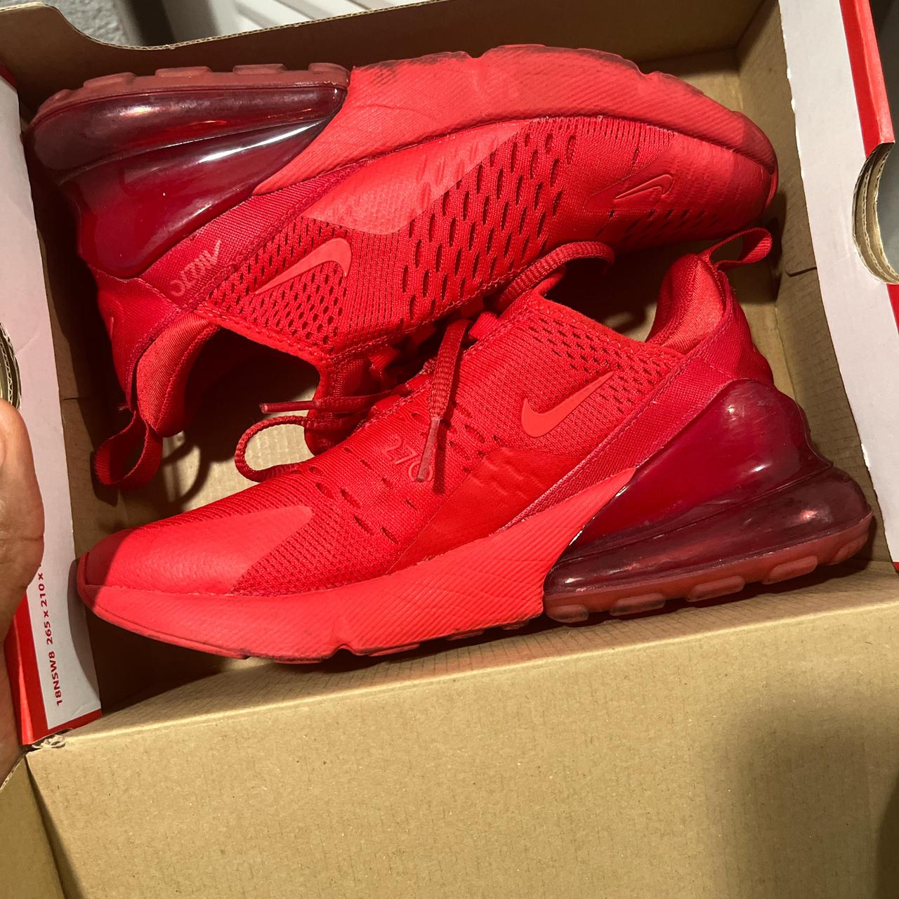 All red Air max 270 Lightly used, soles are dirty... - Depop
