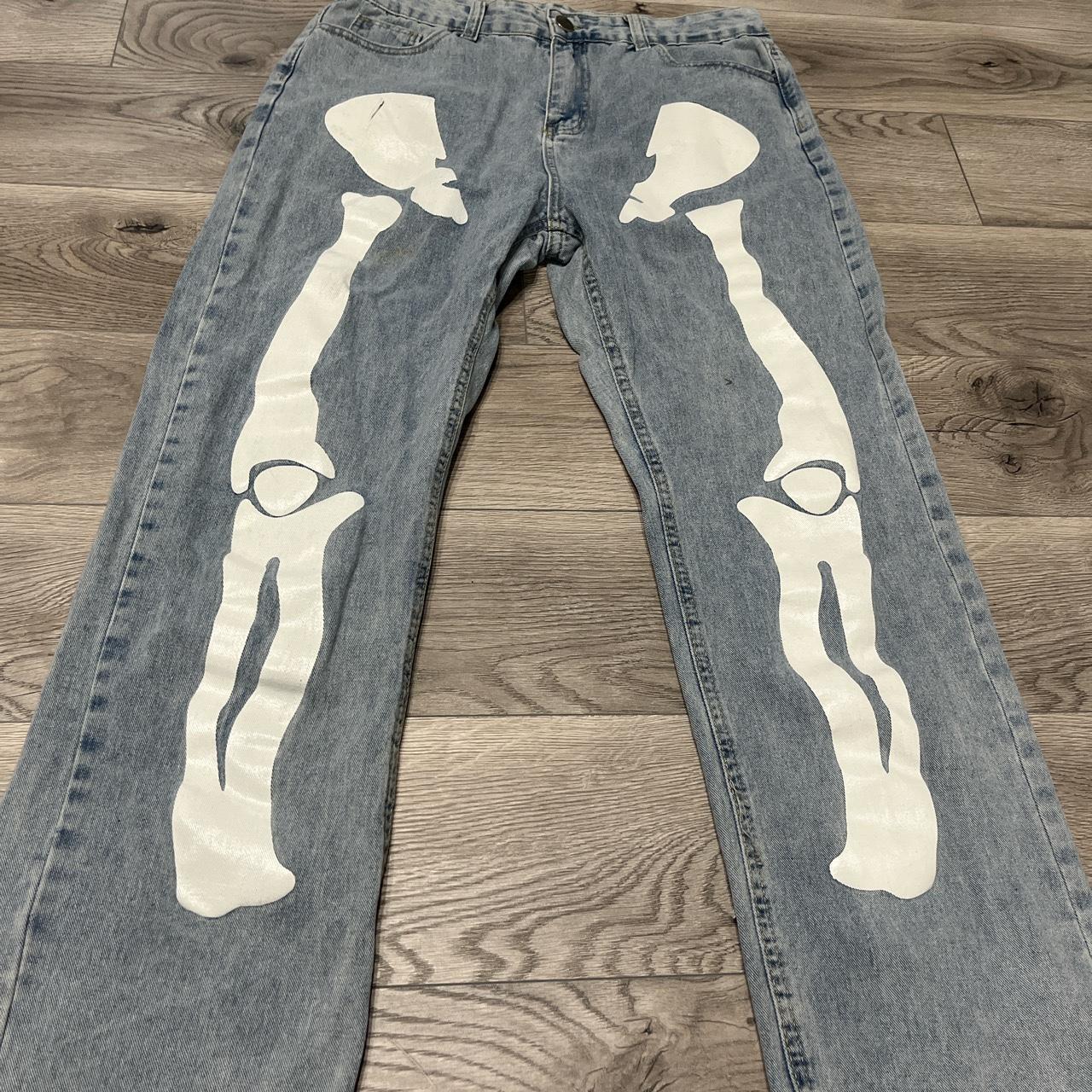 Y2K Skeleton Jeans XXL- Fits like a 34-36 #y2k... - Depop