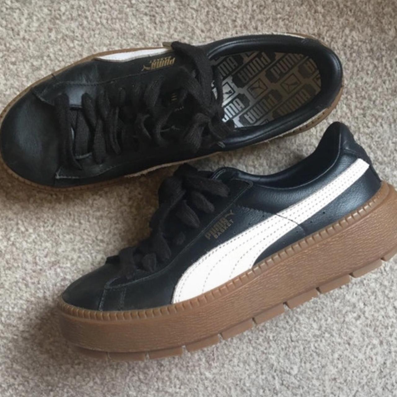 Genuine leather Puma platform trainers, size 6,... - Depop