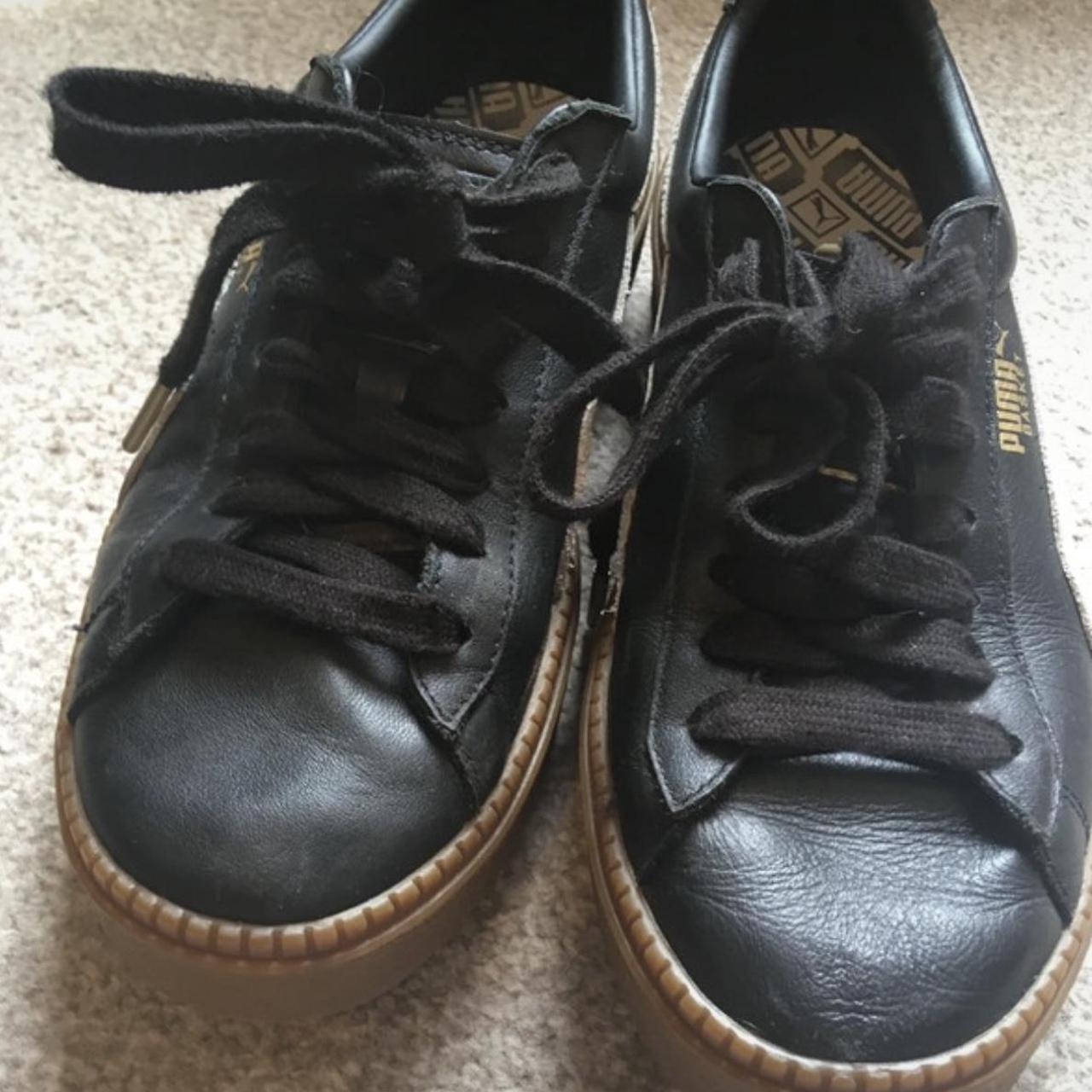 Genuine leather Puma platform trainers, size 6,... - Depop