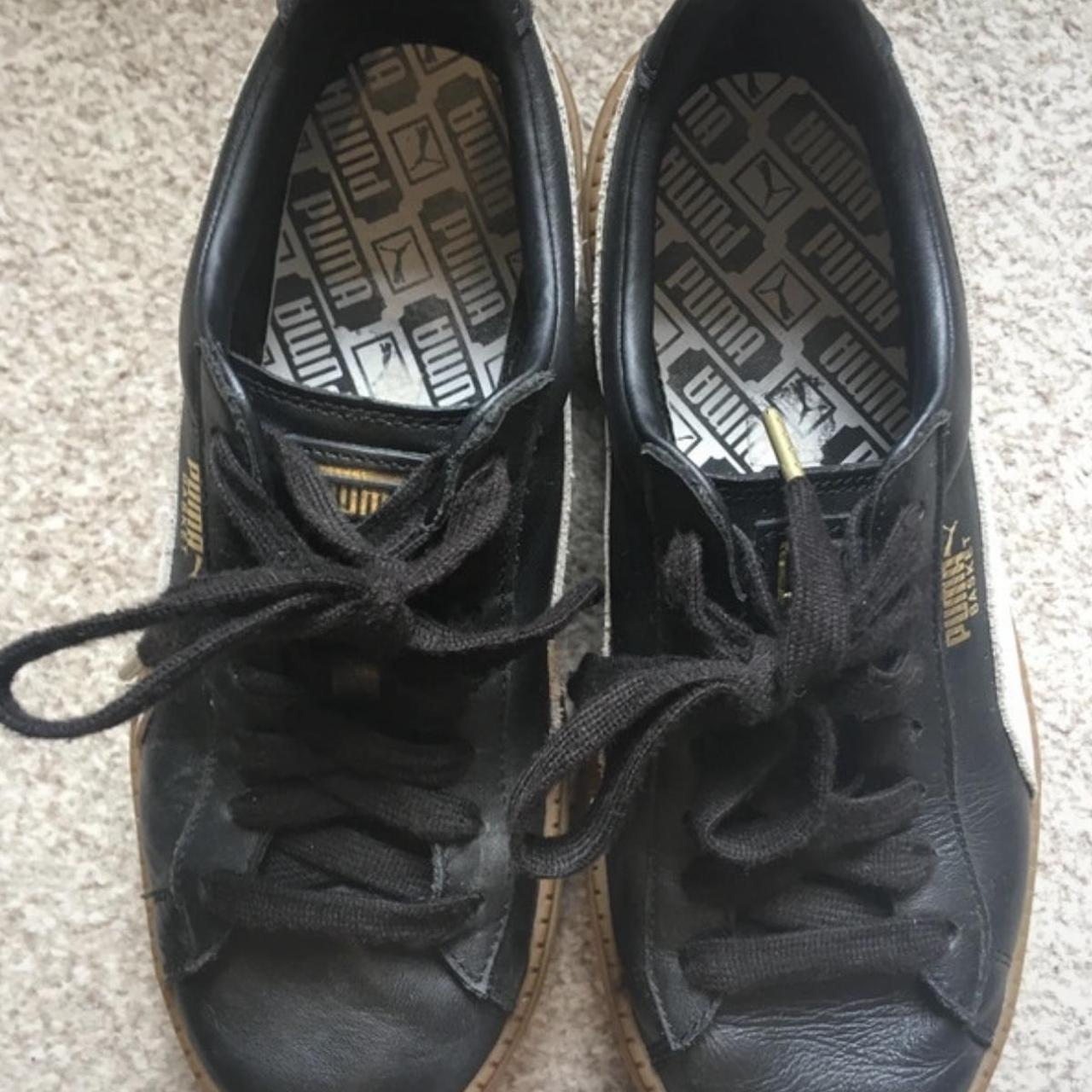 Genuine leather Puma platform trainers, size 6,... - Depop
