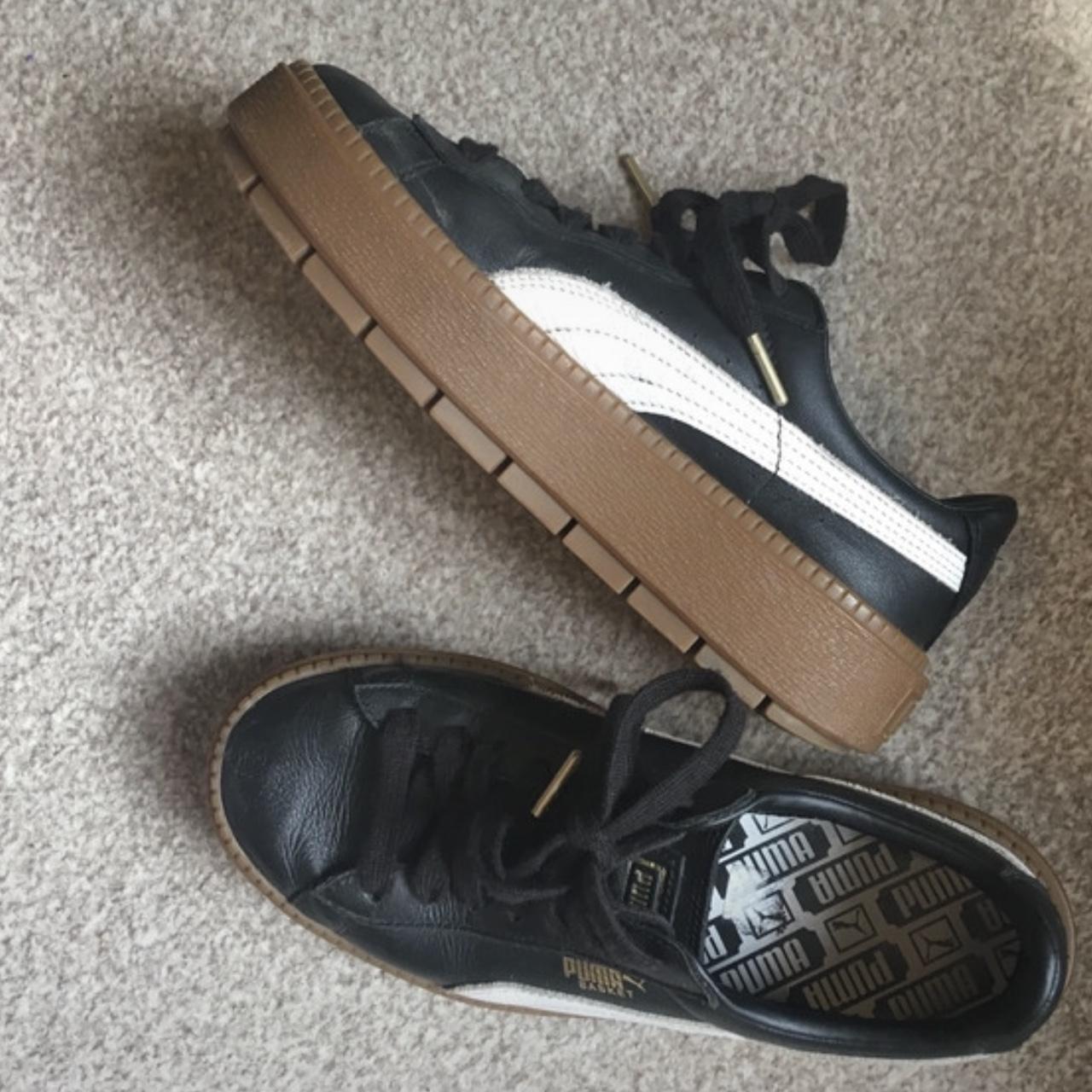 Genuine leather Puma platform trainers, size 6,... - Depop