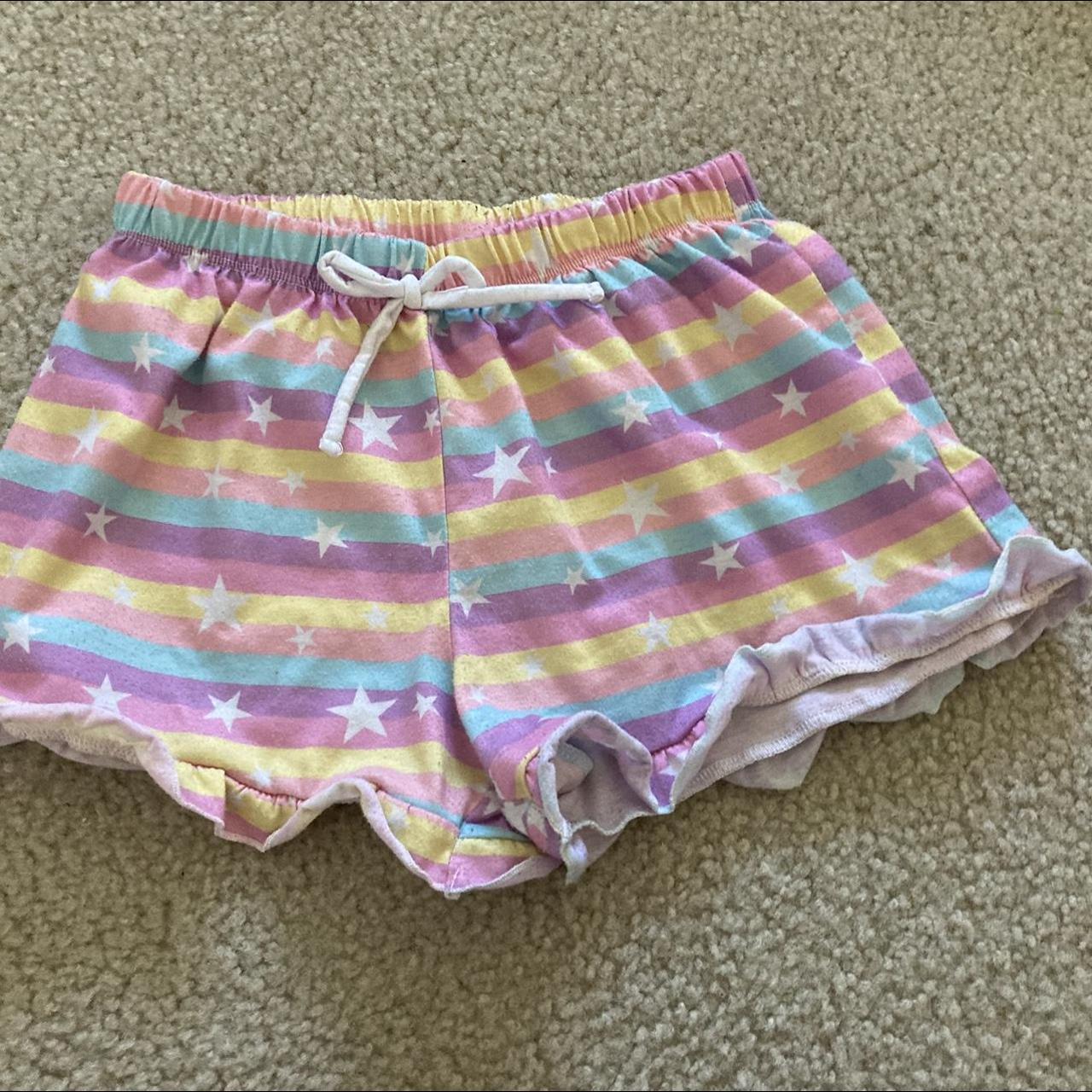 Size 10/12 cute pajama shorts with flare #cutecore... - Depop