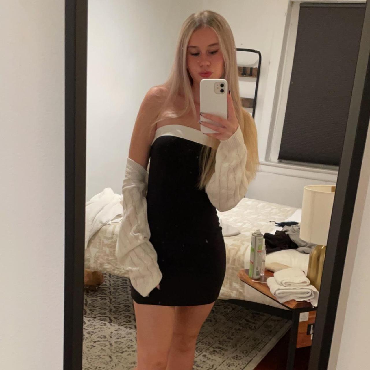 CONTRAST FOLD OVER DRESS Worn a few times to nice... | Depop