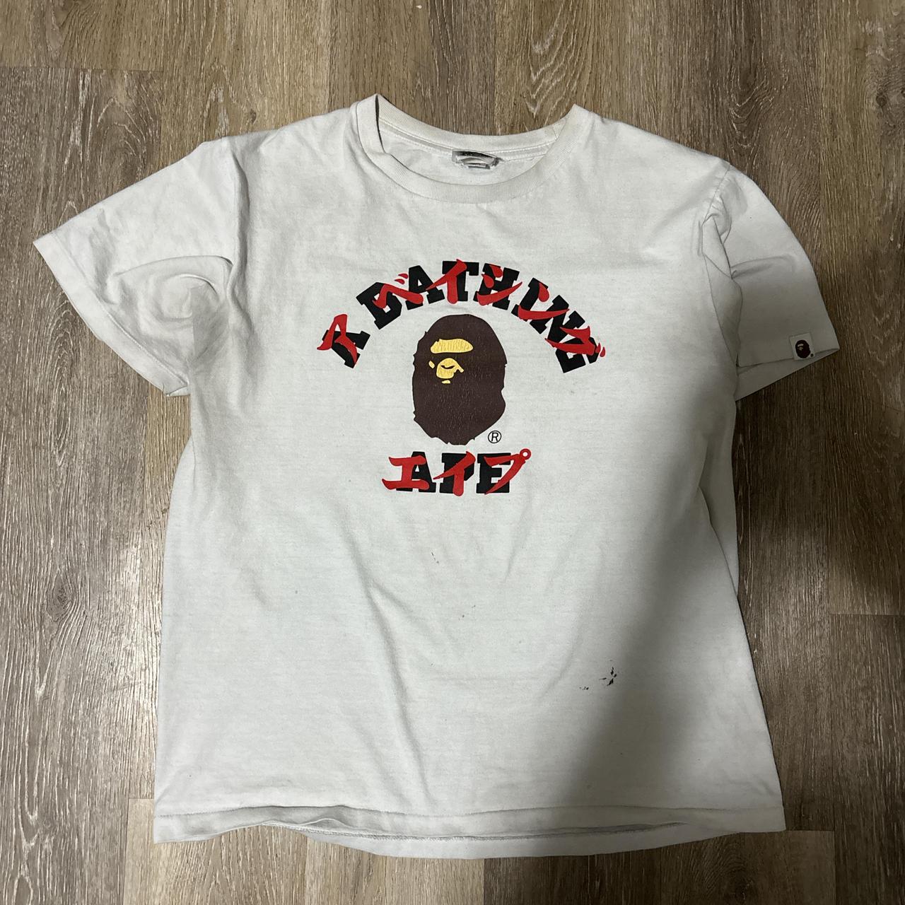 vintage bape tee size large, has some paint stains... | Depop