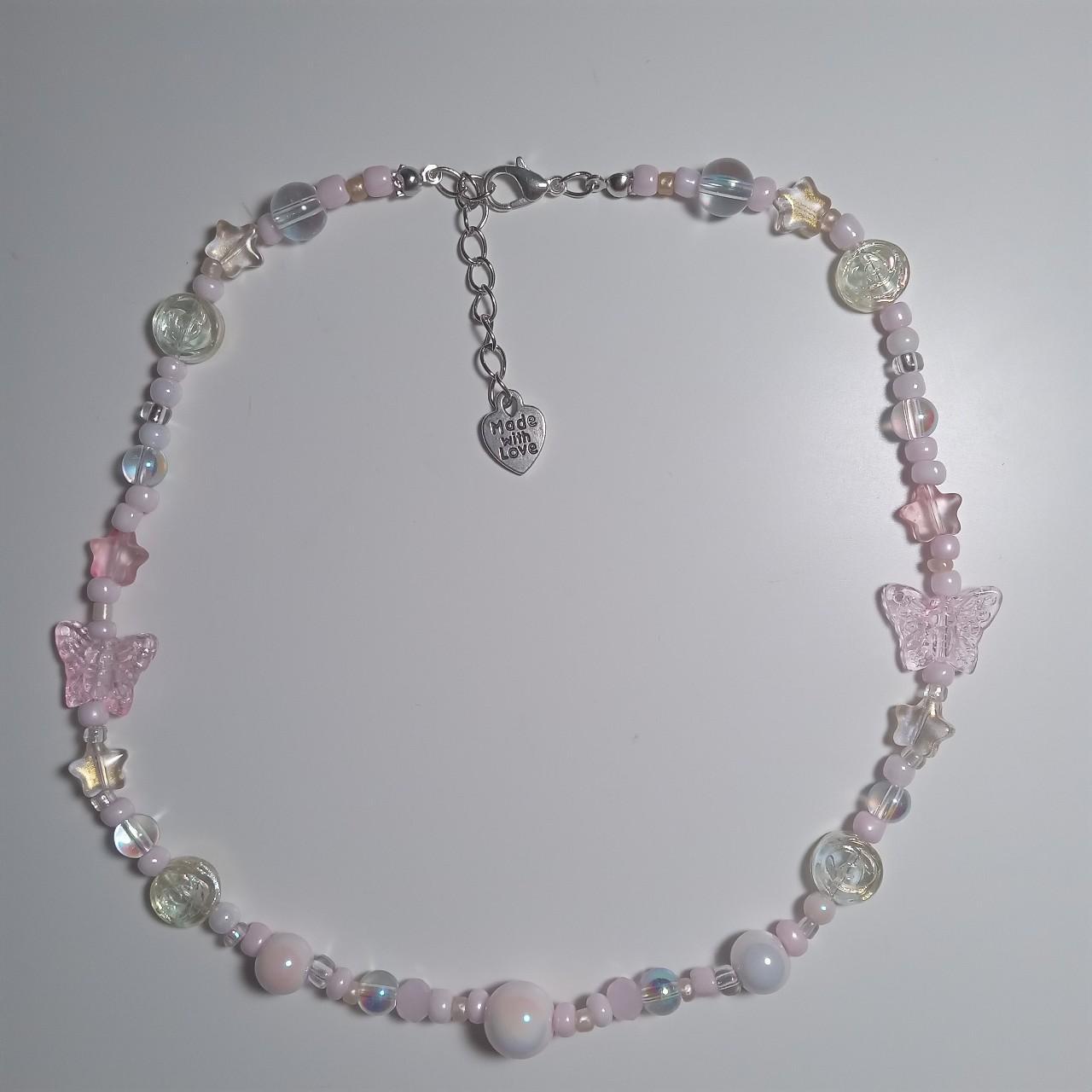 pink handmade necklace ♡ made by me ♡ free... - Depop