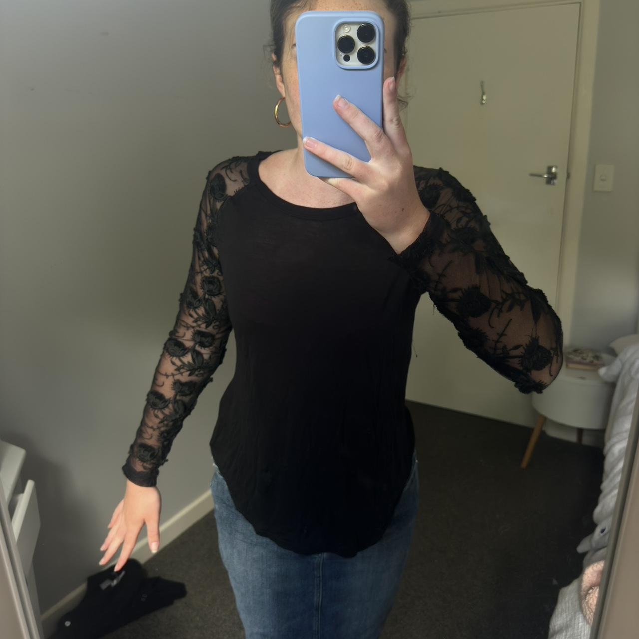 RUBY lacy sleeve top #depop #tops #black - Depop