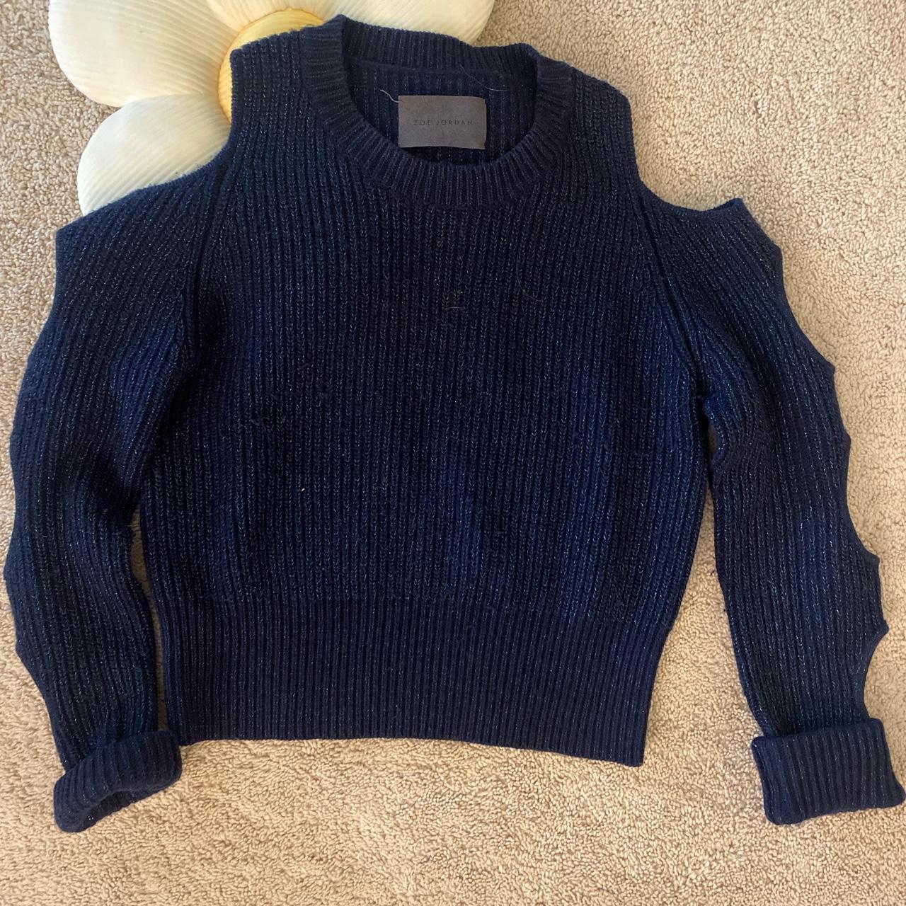 Metallic blue cutout sweater - Depop
