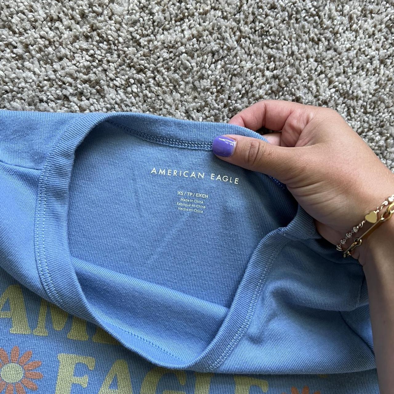 American eagle baby tee Size: xs Color: blue Small... - Depop