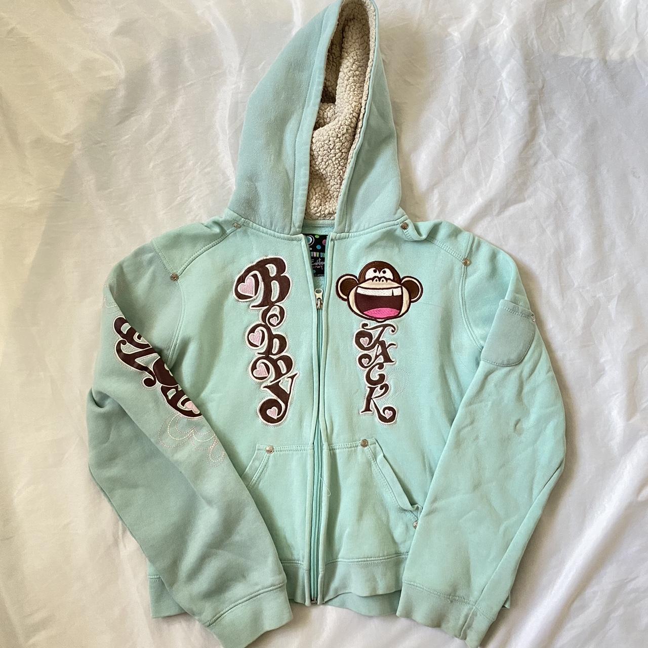 Light blue Bobby Jack Zip Up Jacket w//pink/brown... - Depop