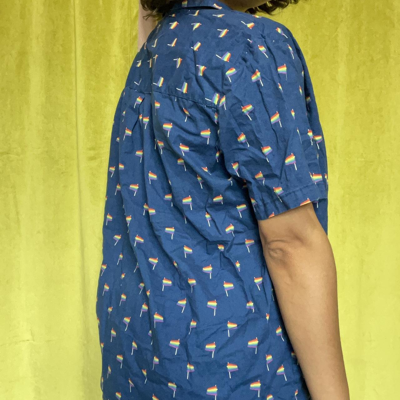 Large Pride Rainbow Flag Button Down T-Shirt #pride... - Depop