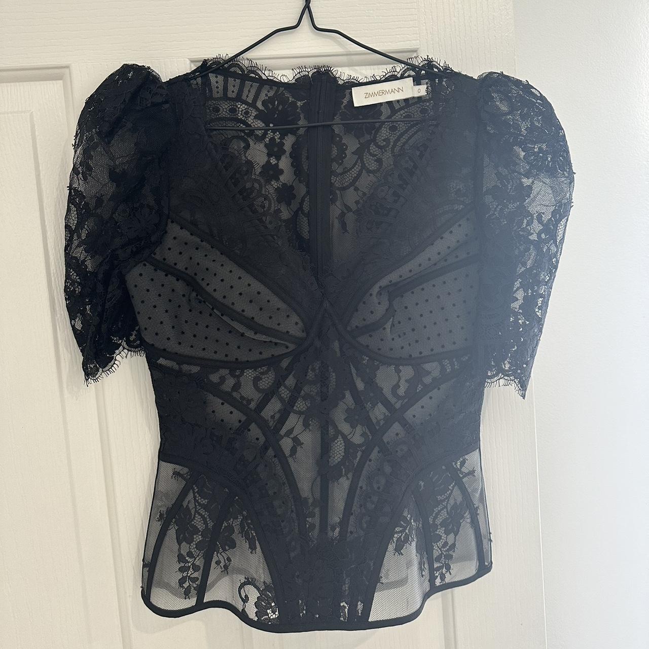 ZIMMERMANN Dancer Lace Blouse Black Size: 0 RRP:... - Depop