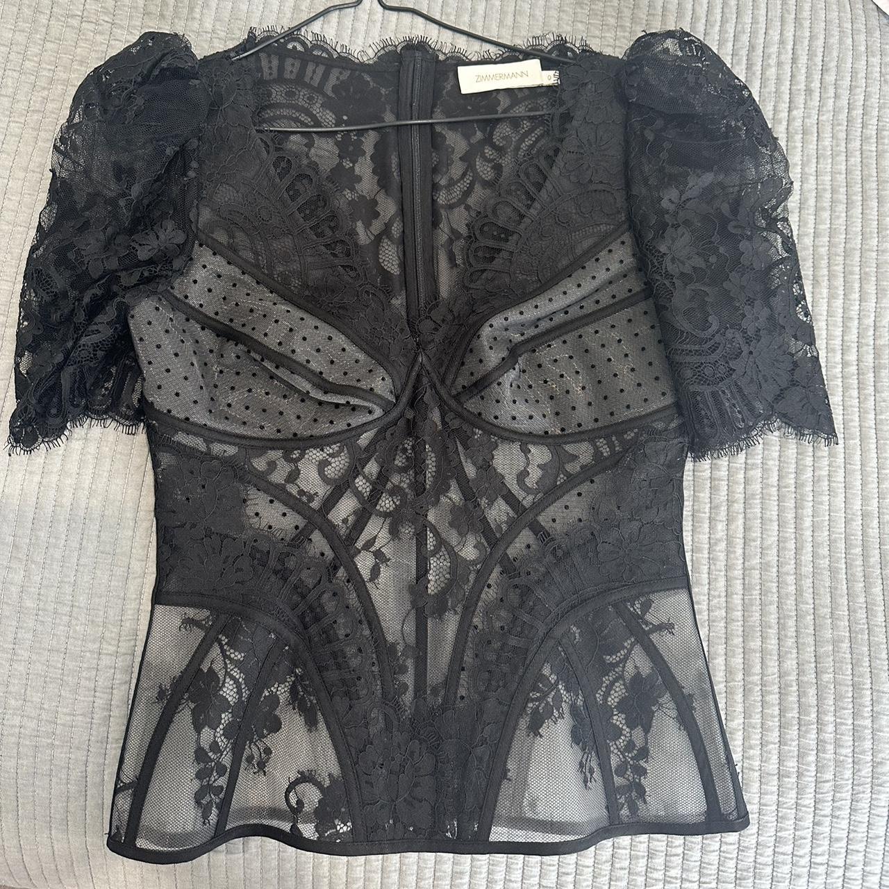 ZIMMERMANN Dancer Lace Blouse Black Size: 0 RRP:... - Depop