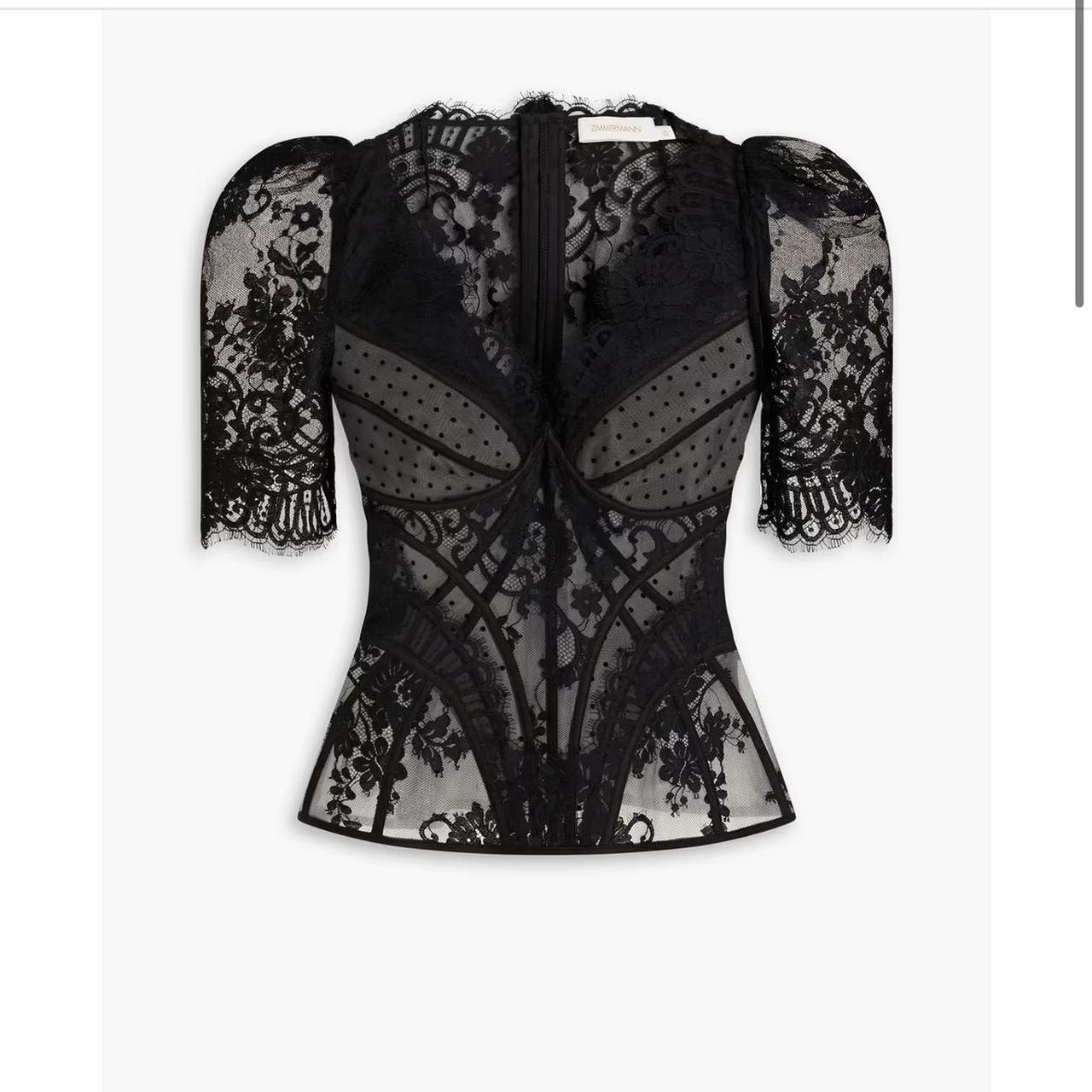 ZIMMERMANN Dancer Lace Blouse Black Size: 0 RRP:... - Depop