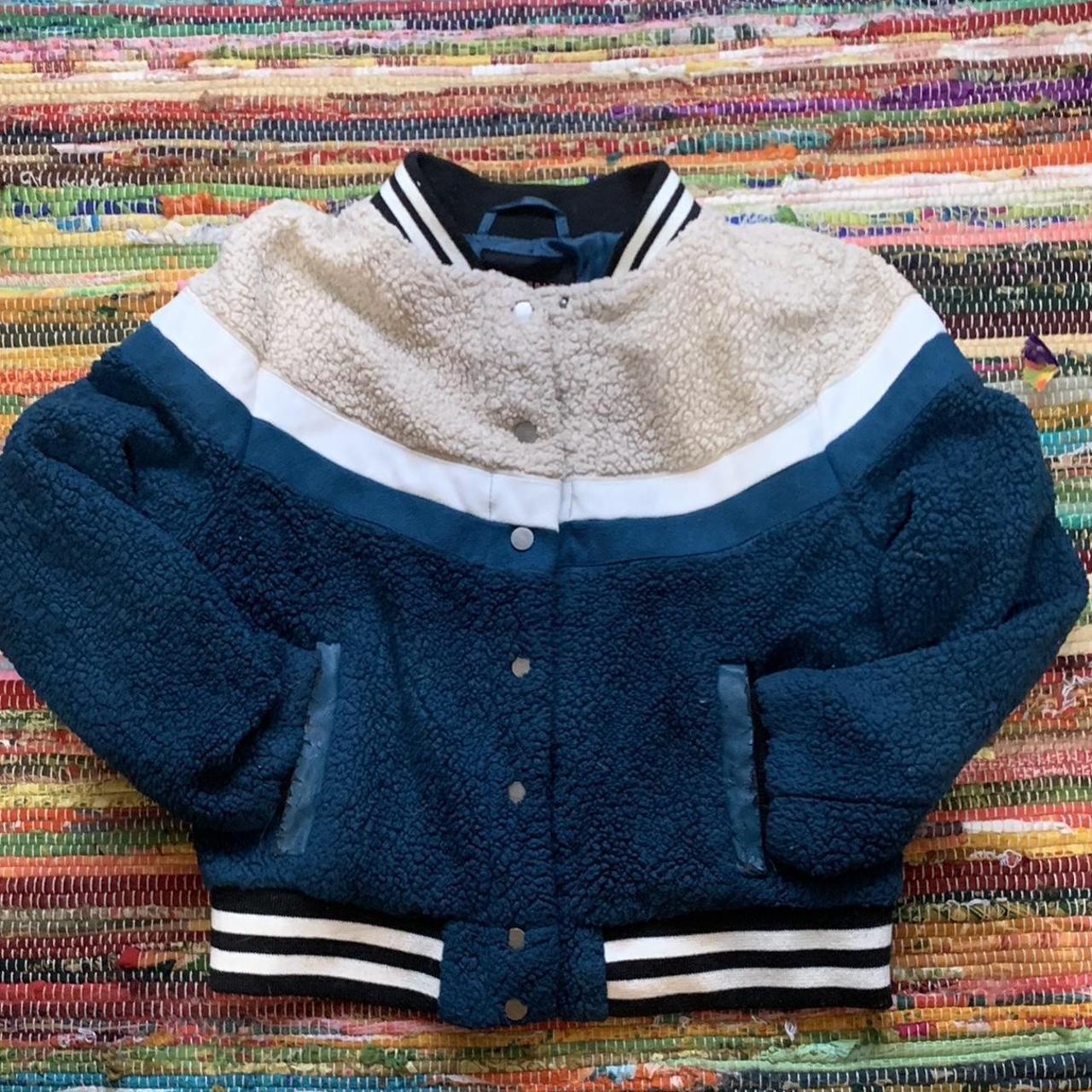 Worn wool jacket . Warm. Leather peeling look at the... - Depop