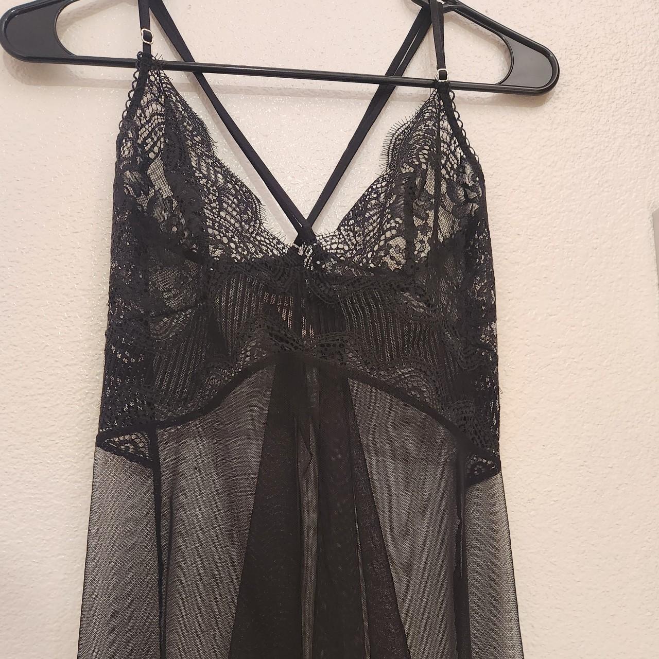 VS sheer lace and mesh nightgown with adjustable... - Depop