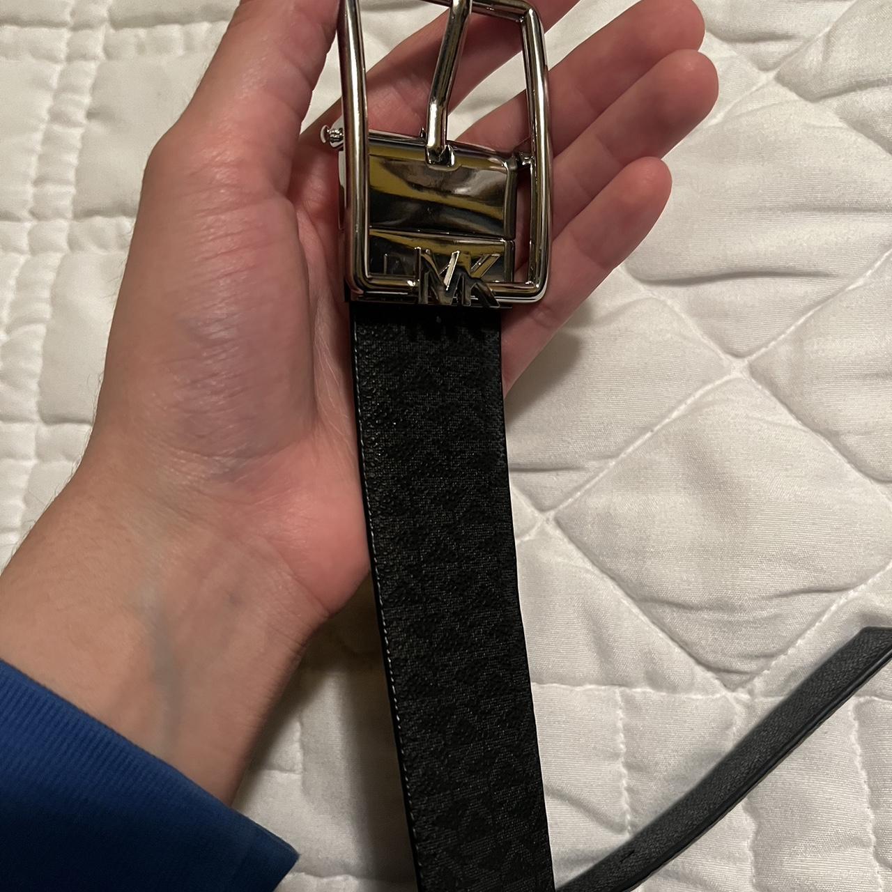 Michael Kors reversible Belt Black with gray MK... - Depop
