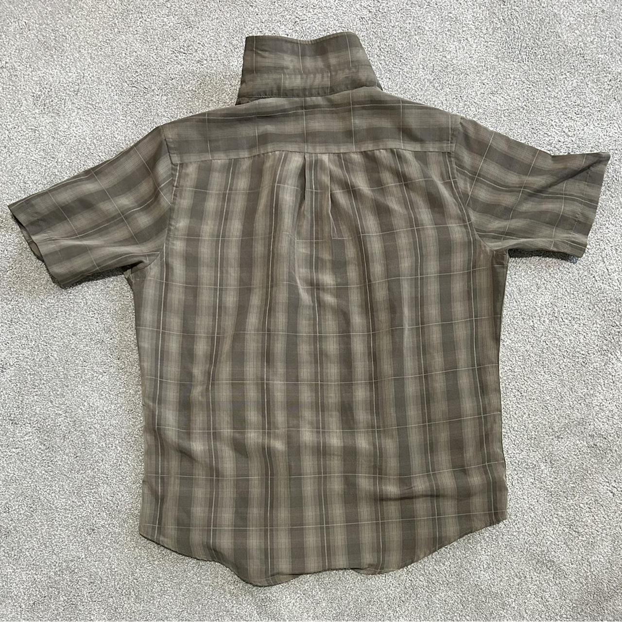 croft and barrow plaid grid khaki short sleeve... - Depop
