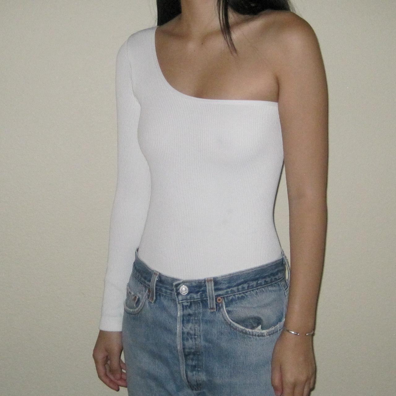 Aritzia TNA Ribbed One-Shoulder Ribbed Body... - Depop