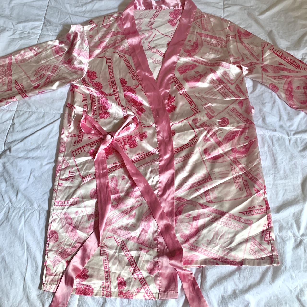 Women’s pink silky money robe Women’s size large !... - Depop