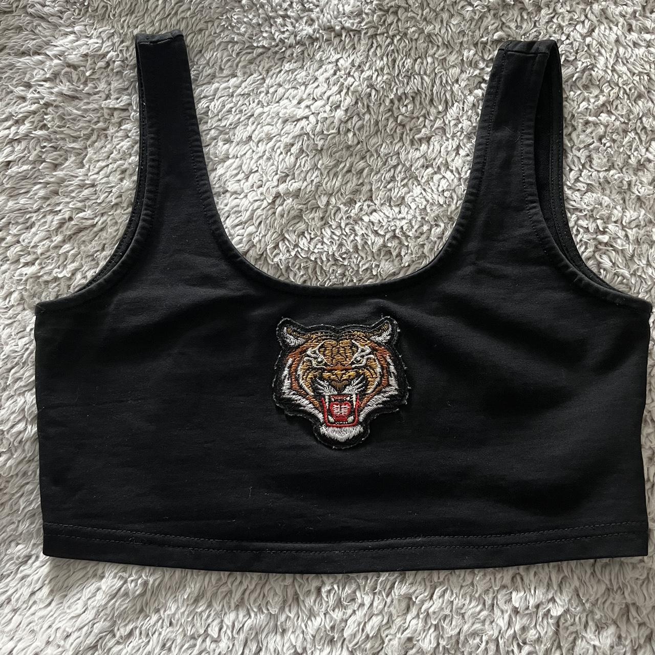 the absolute cutest and comfy tiger cropped tank top... - Depop