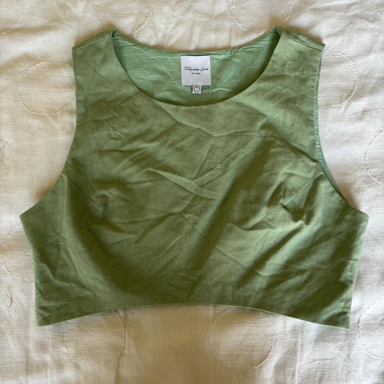 Turquoise Lane Green Singlet Top Size Large... - Depop