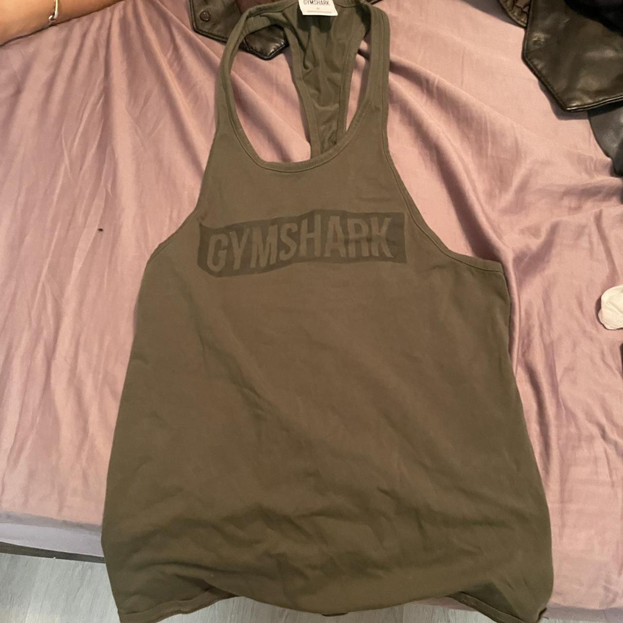 Army green Gymshark stringer only worn once - Depop