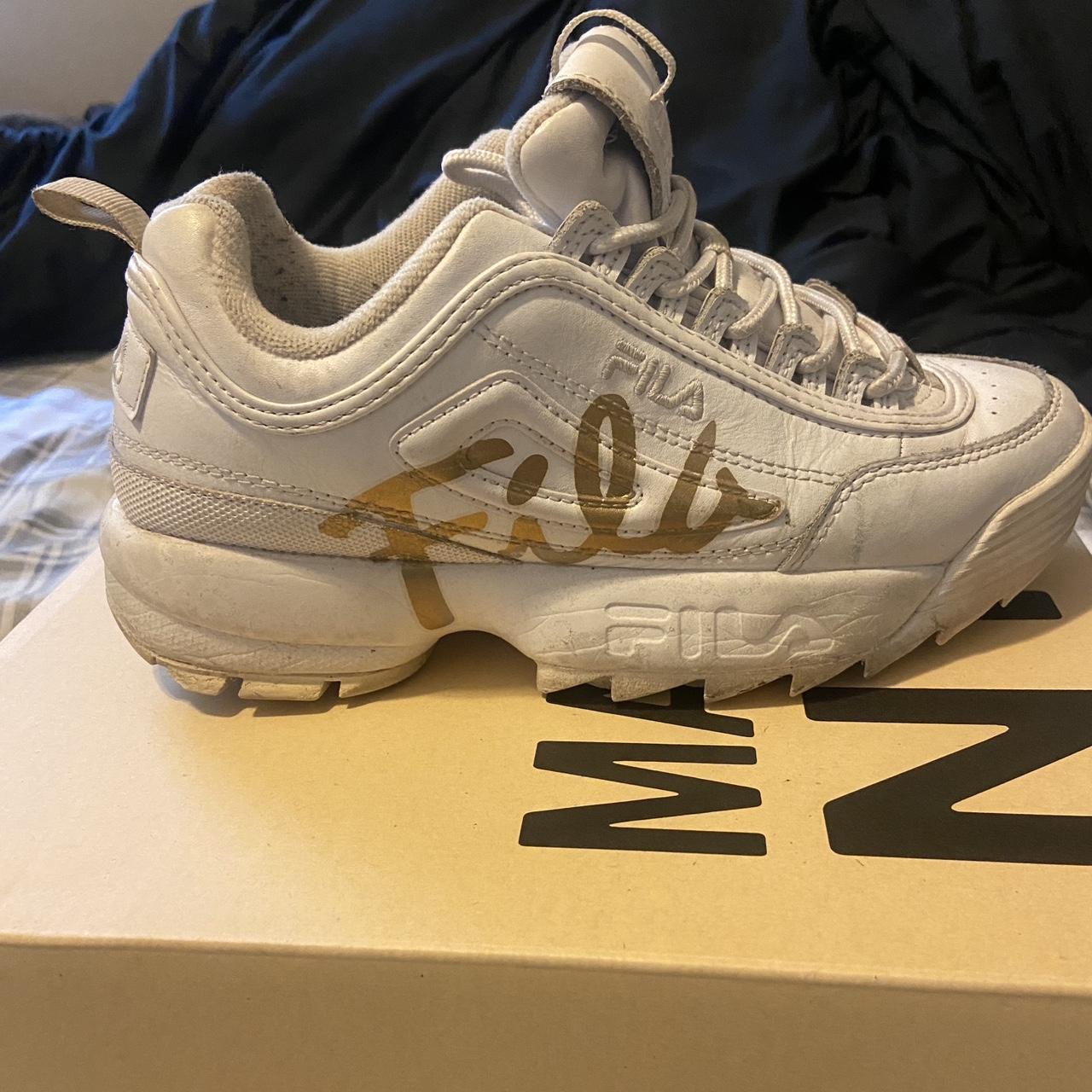 Fila Disruptor 2 - White & Gold - Depop