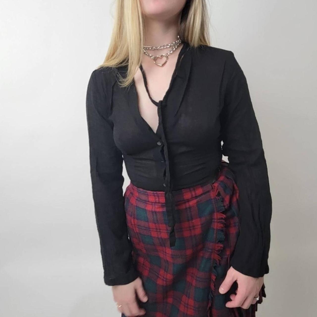 Vintage 90's Michael Klein Paris Sheer Black Shirt... - Depop