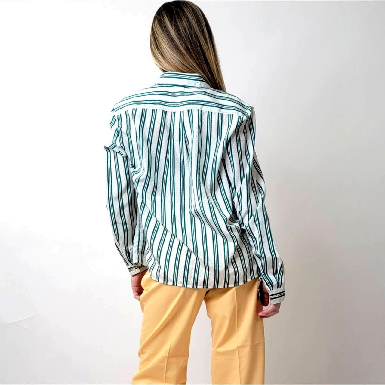 Vintage 70's Pykettes Striped Silky Button Down Top... - Depop