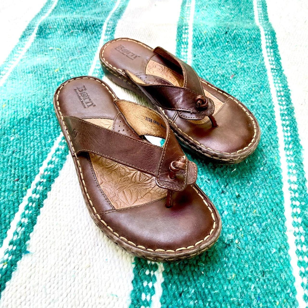 Bora Basic authentic leather Born brand flip flops.... | Depop