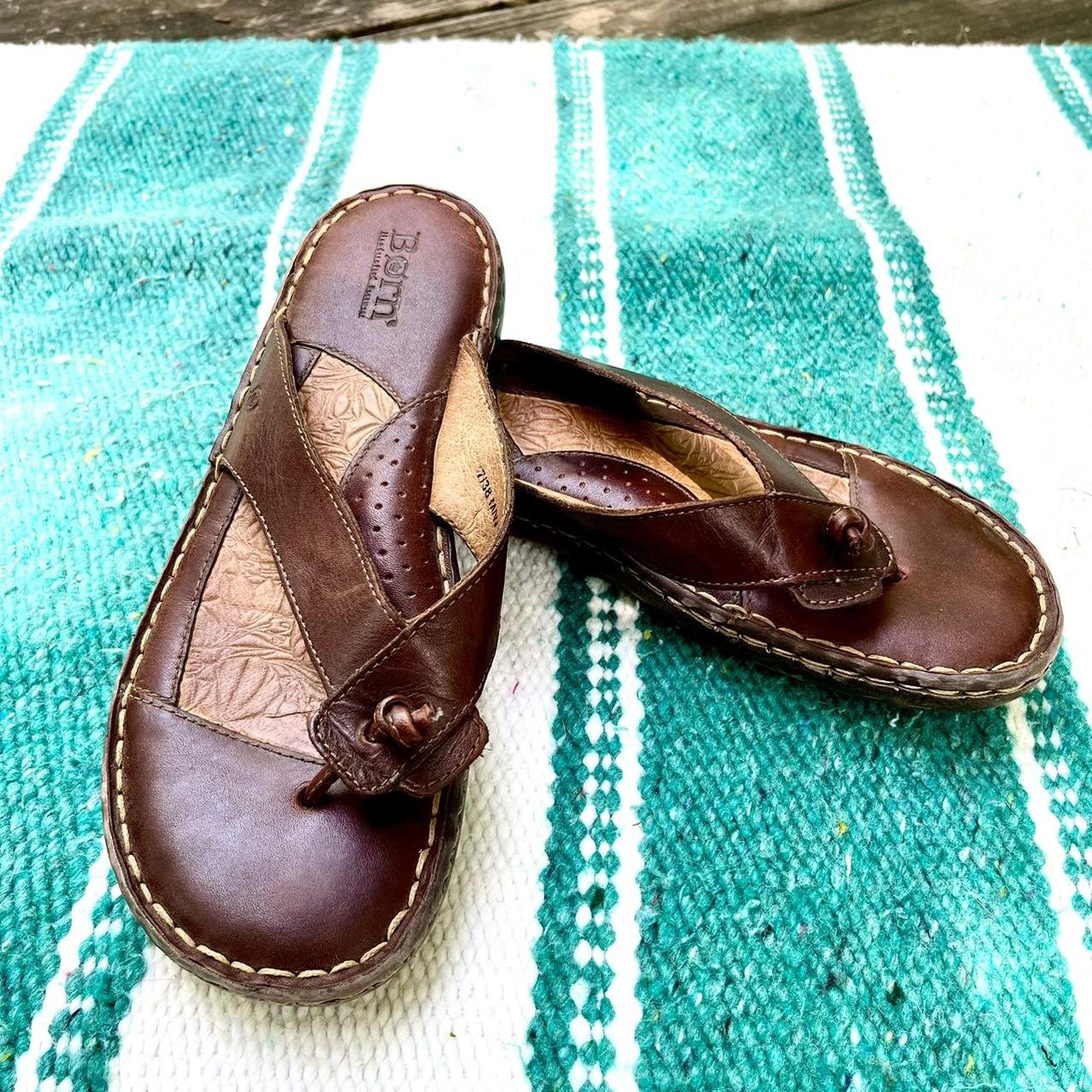 Bora Basic authentic leather Born brand flip flops.... | Depop