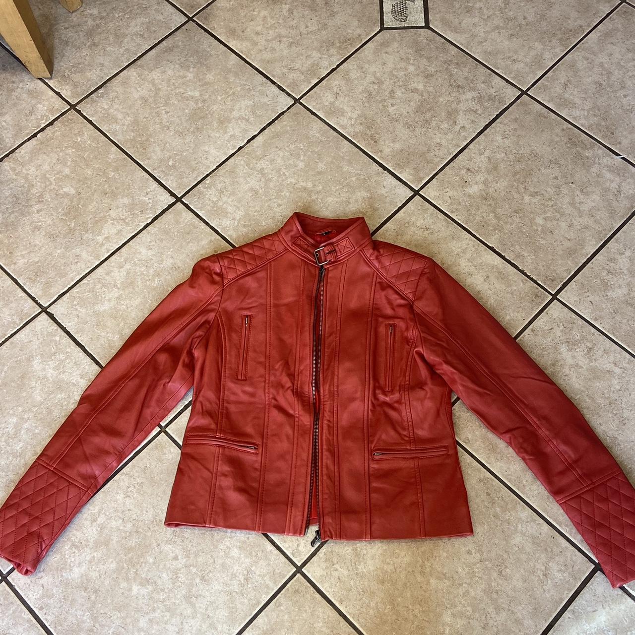Perfect for the fall red leather jacket size not... - Depop