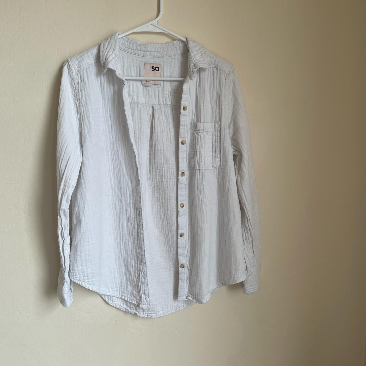 White button up top. Perfect over a swimsuit or with... - Depop White button up top. Perfect over a swimsuit or with... - Depop