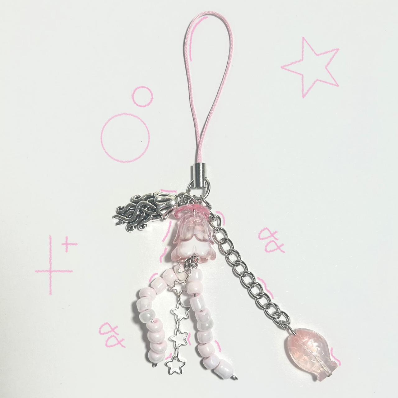 🍥🐚🍡keychain series: pink jellyfish edition glass... - Depop