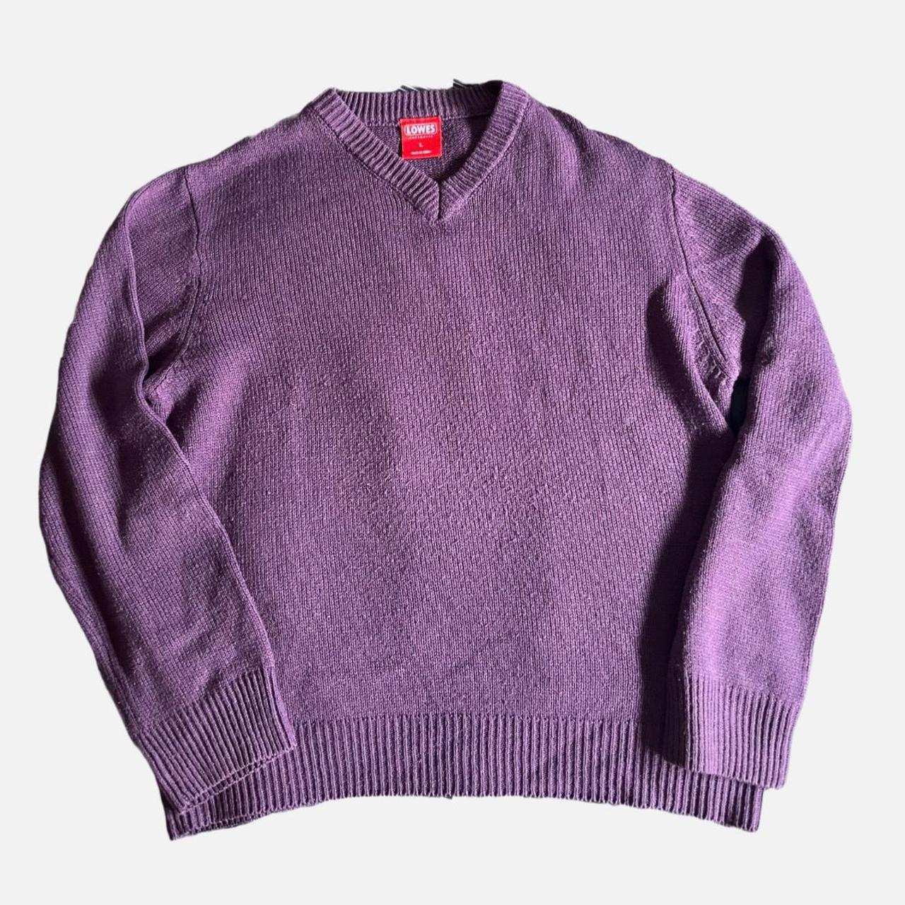 Drippy purple v-neck sweater - Warm and great for... - Depop