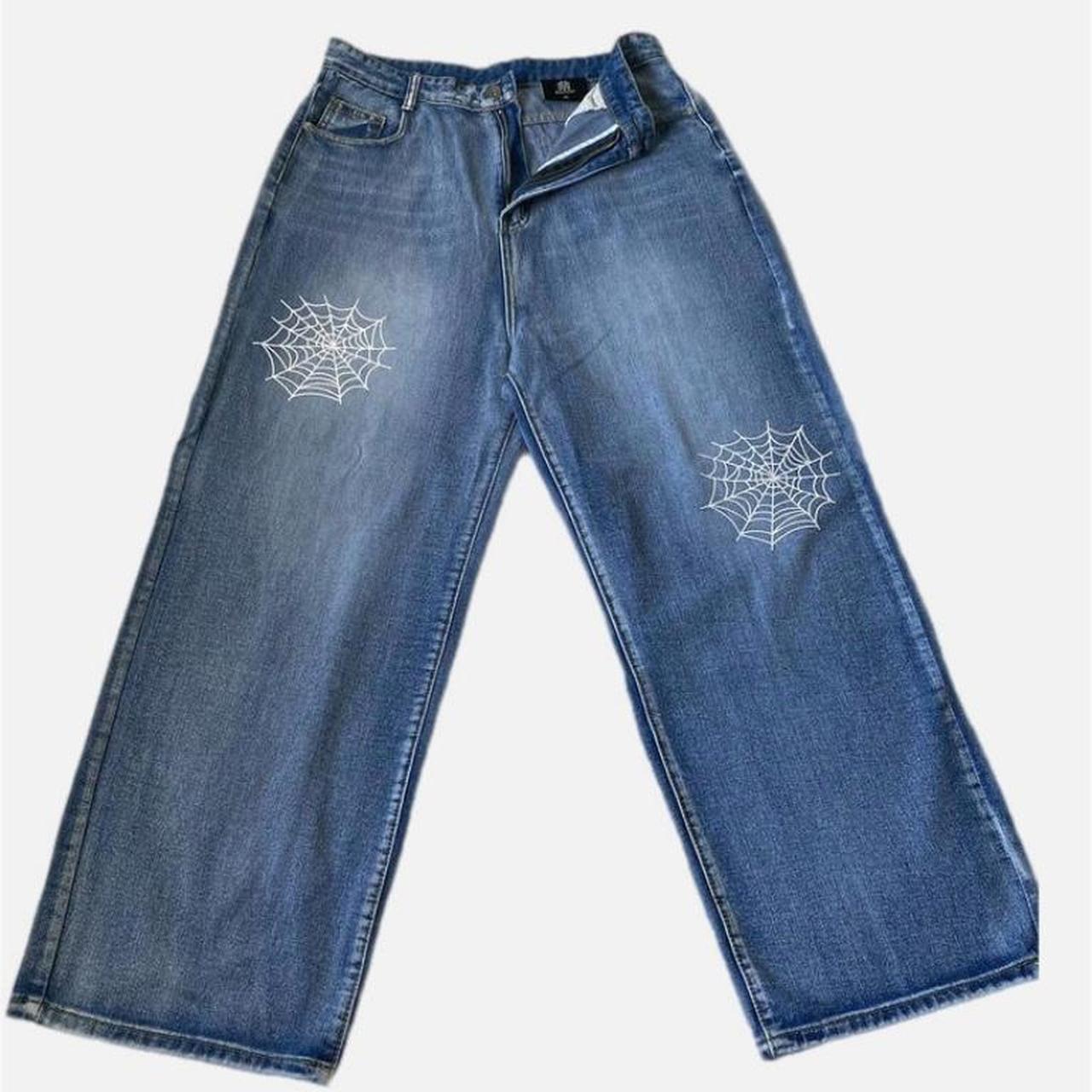 🕸️ Y2K Spider Baggy Jeans 🕸️ Really drippy jeans Good... - Depop