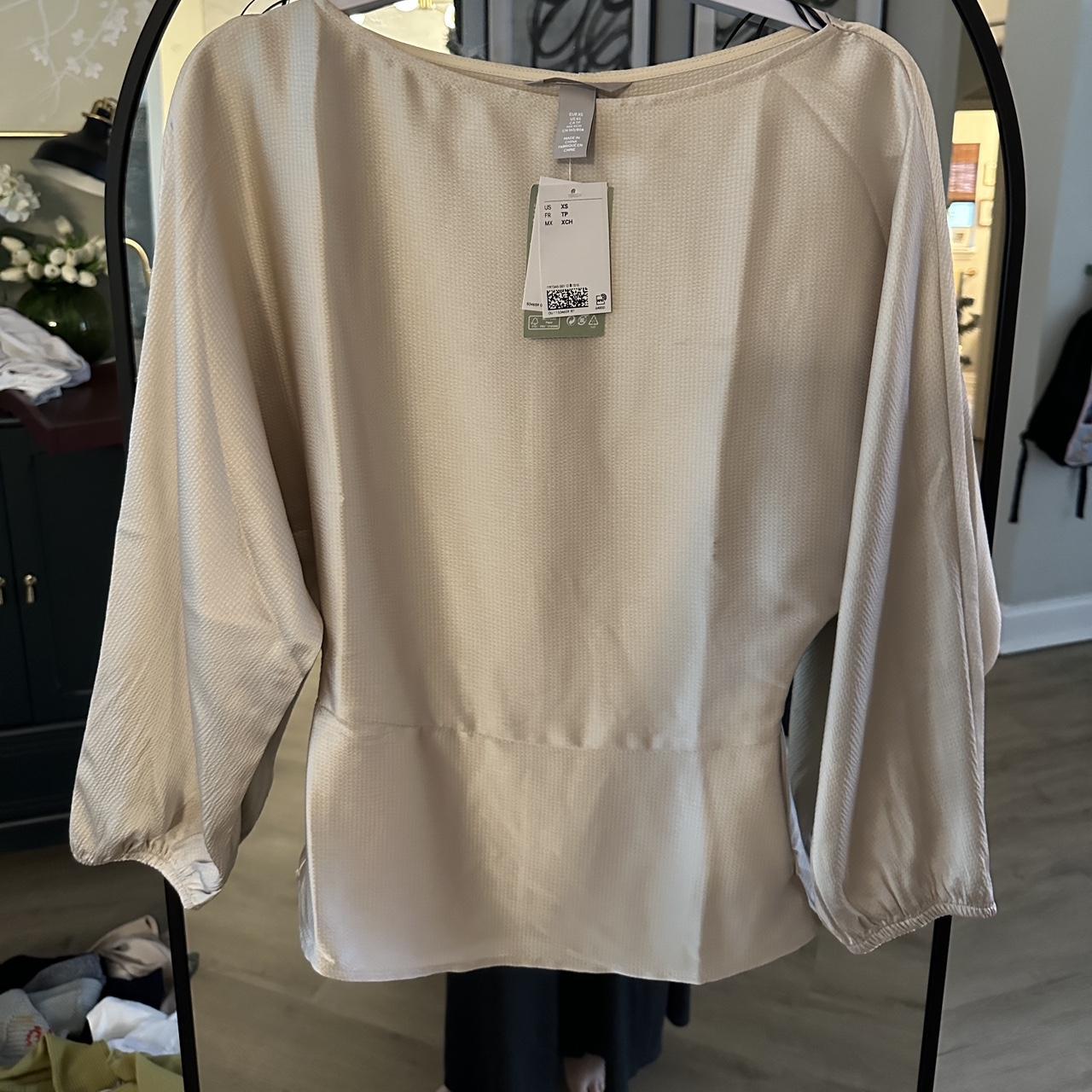 H&M silk blouse champagne color - Depop