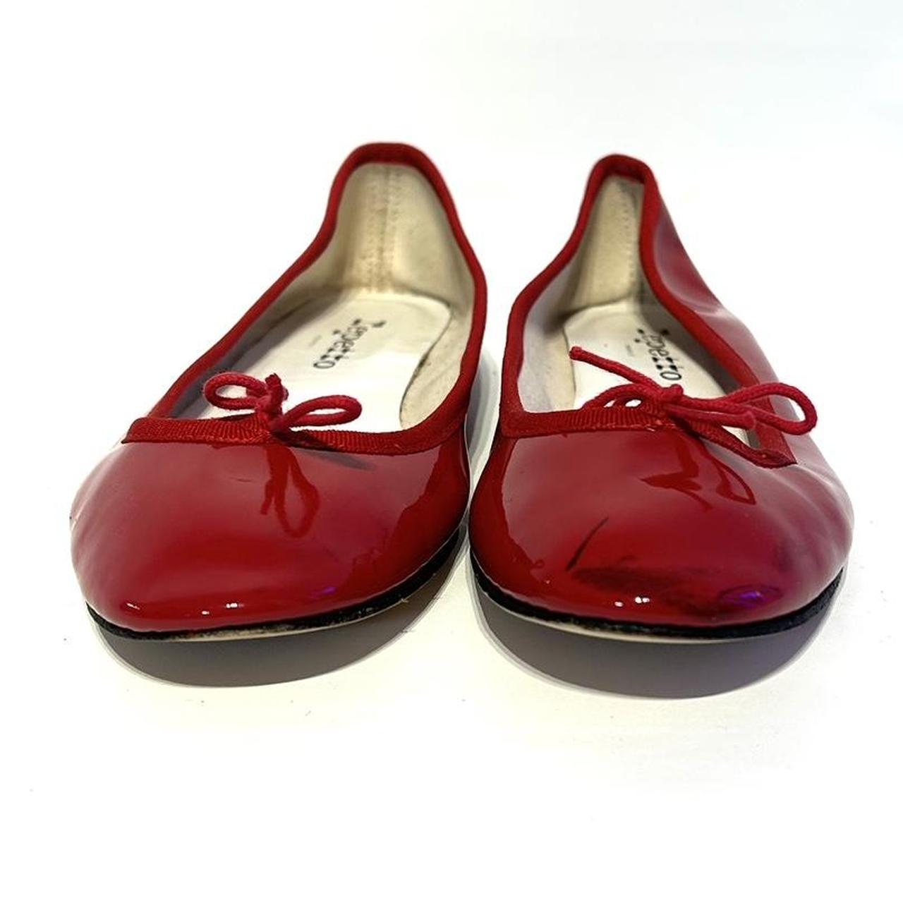 Repetto ballet flats in red patent leather. Small... - Depop