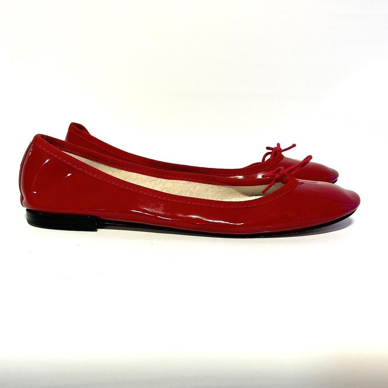 Repetto ballet flats in red patent leather. Small... - Depop