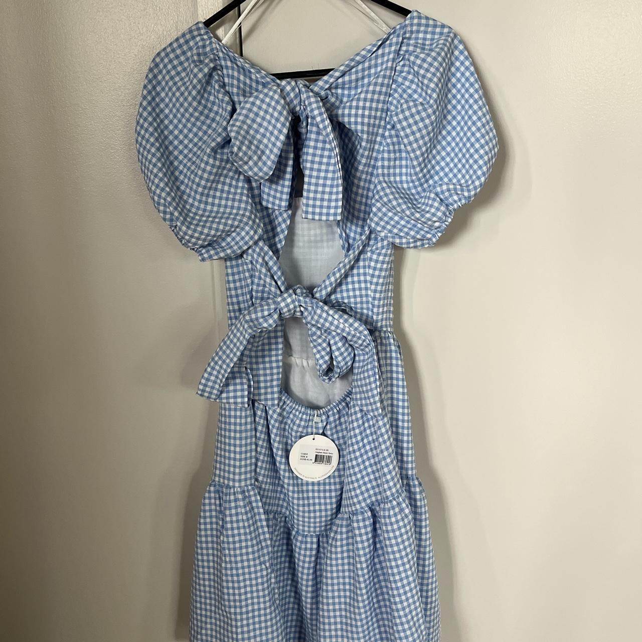 Blue & white checkered dress!! Size 8, brand new... - Depop