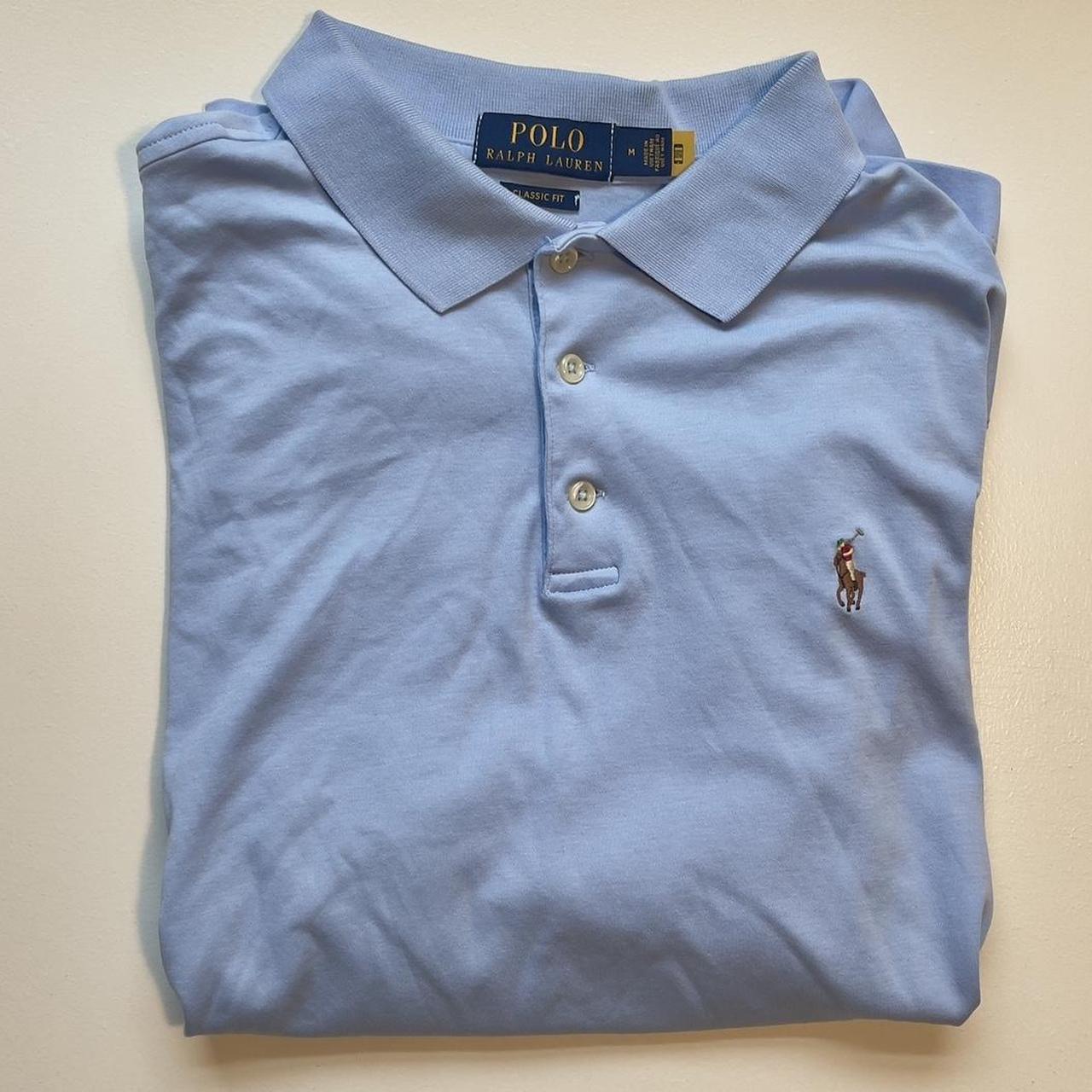 Polo by Ralph Lauren Polo Shirt Baby Blue with... - Depop