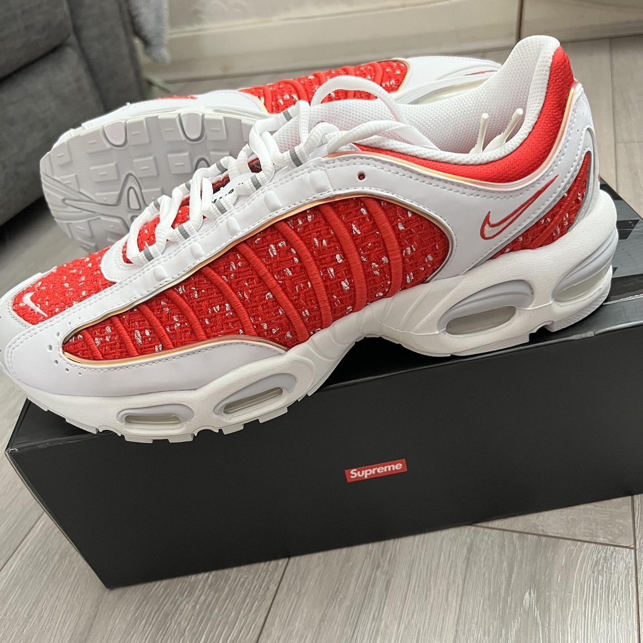 White and Red Supreme Nike Air Max Tail Wind IV/S.... - Depop
